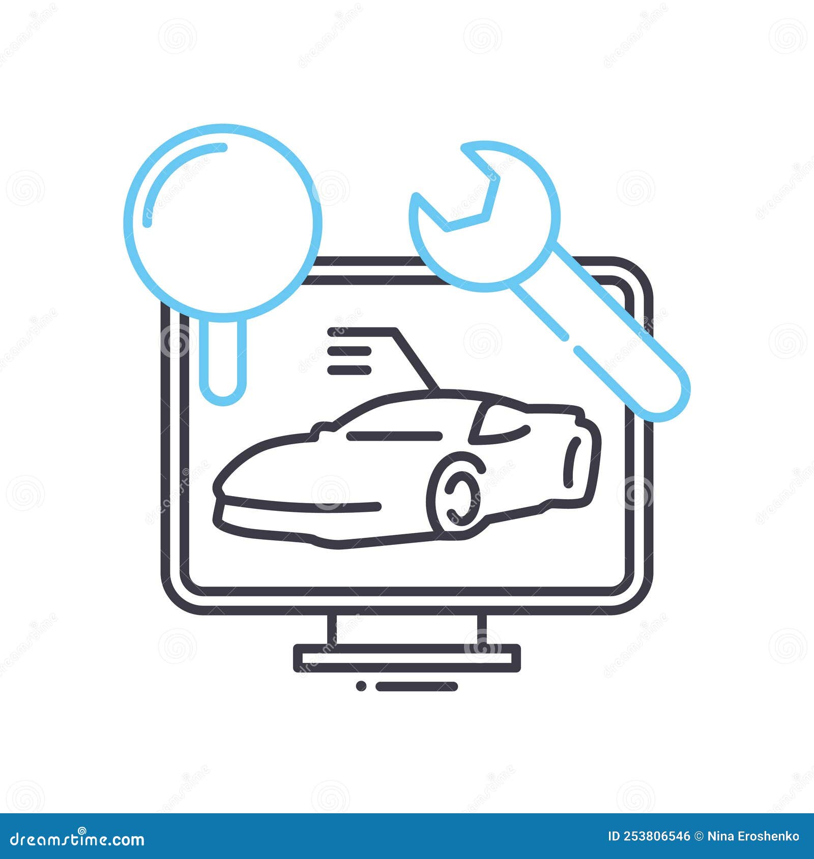 Computer Diagnostics Line Icon, Outline Symbol, Vector Illustration ...