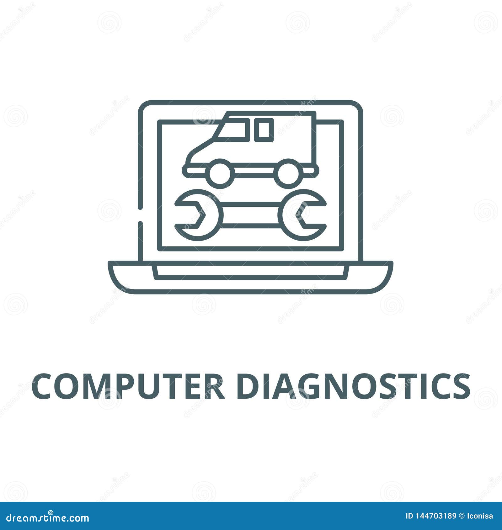 Computer Diagnostics Line Icon, Vector. Computer Diagnostics Outline Sign, Concept Symbol, Flat ...