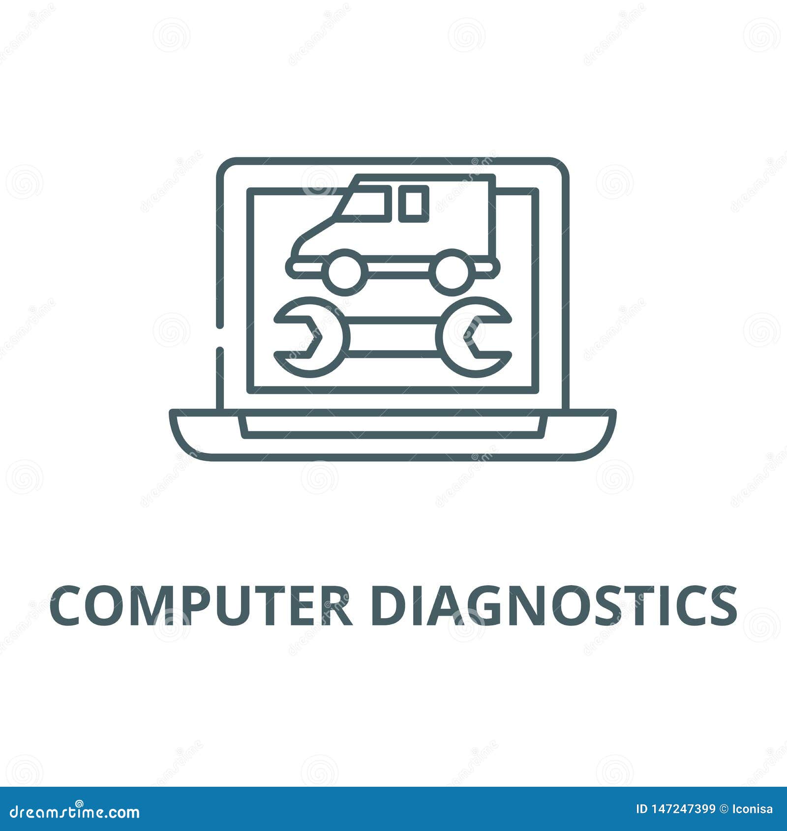 Computer Diagnostics Vector Line Icon, Linear Concept, Outline Sign ...