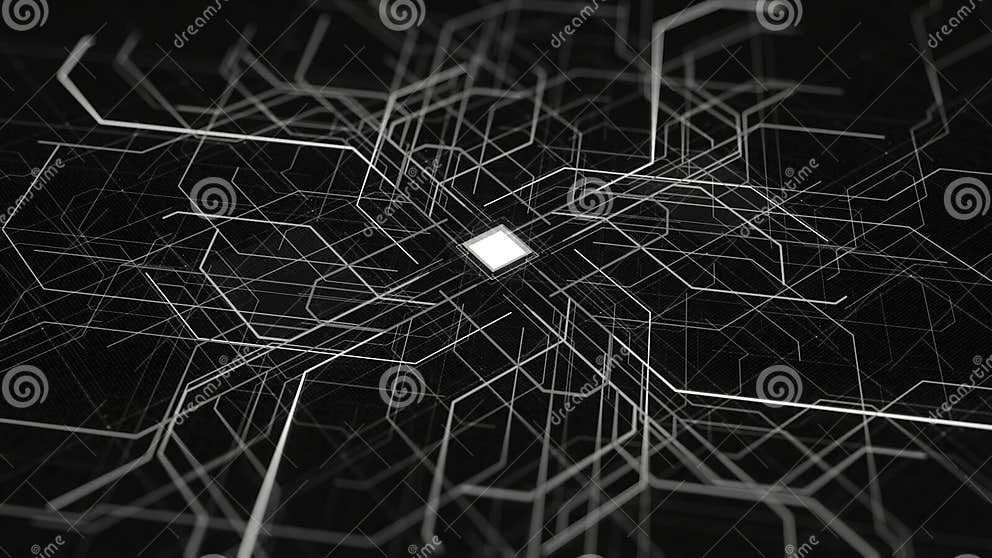 Computer Diagram of Moving Networks of Internet. Animation Stock Photo ...