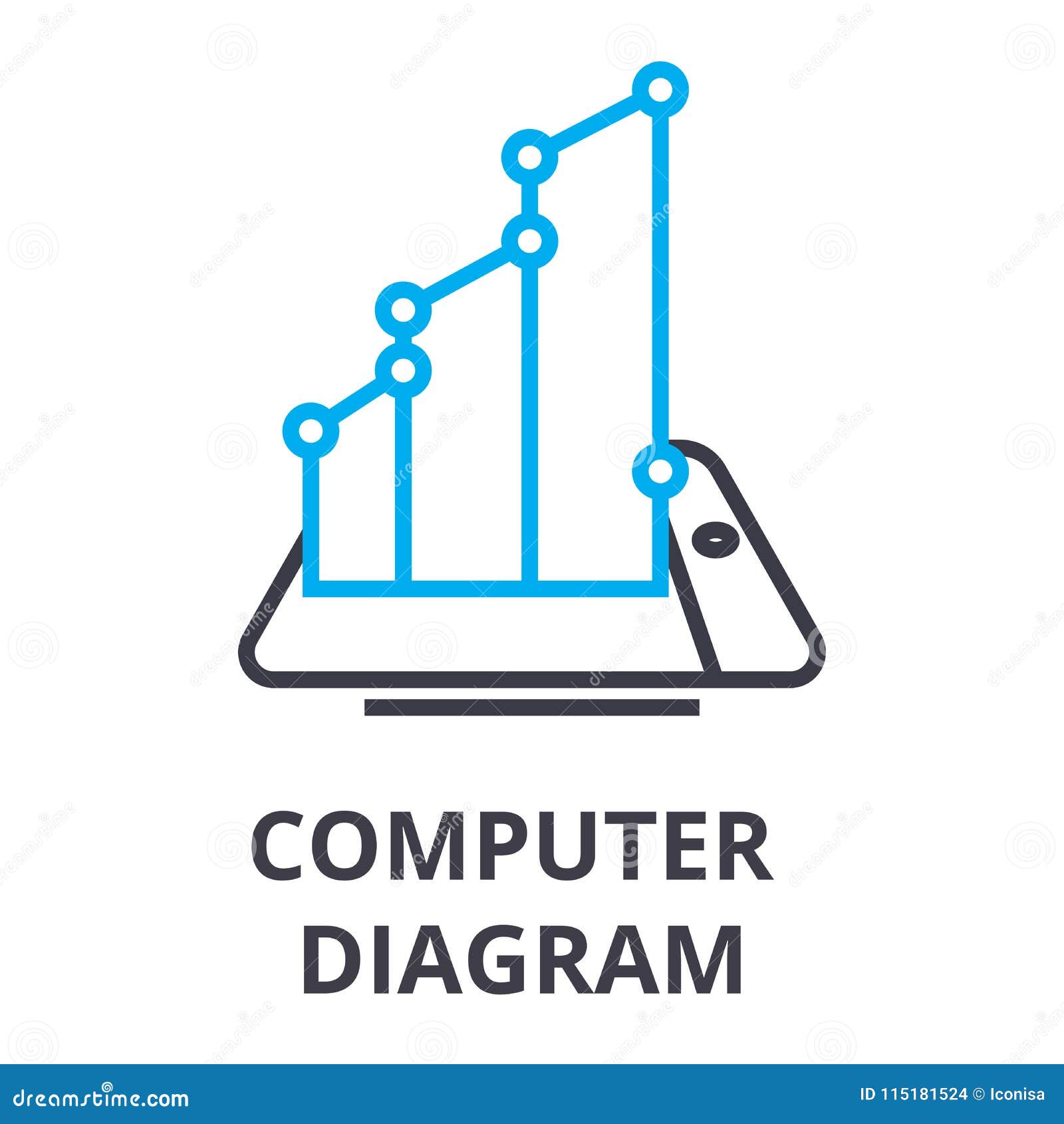 Computer Diagram Thin Line Icon, Sign, Symbol, Illustation, Linear ...