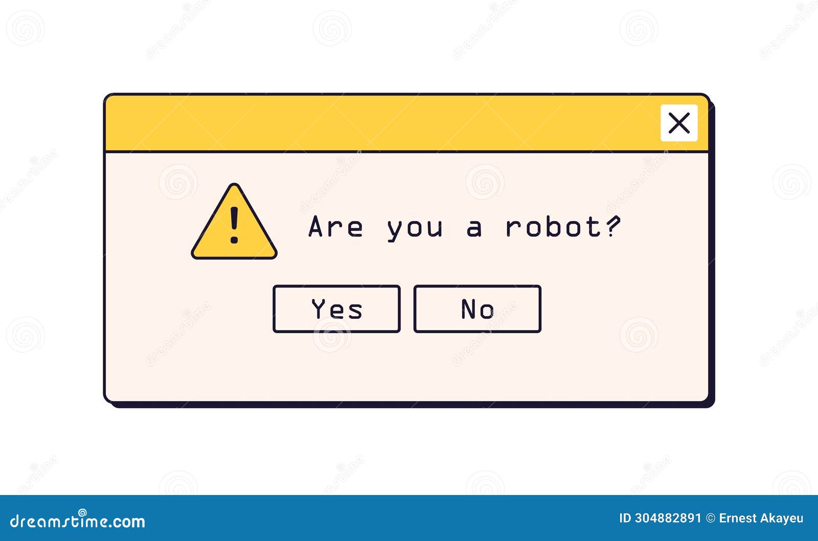 Computer Dialog Window in Retro Nostalgic Style. are You Robot, Verification Question in Old 90s ...