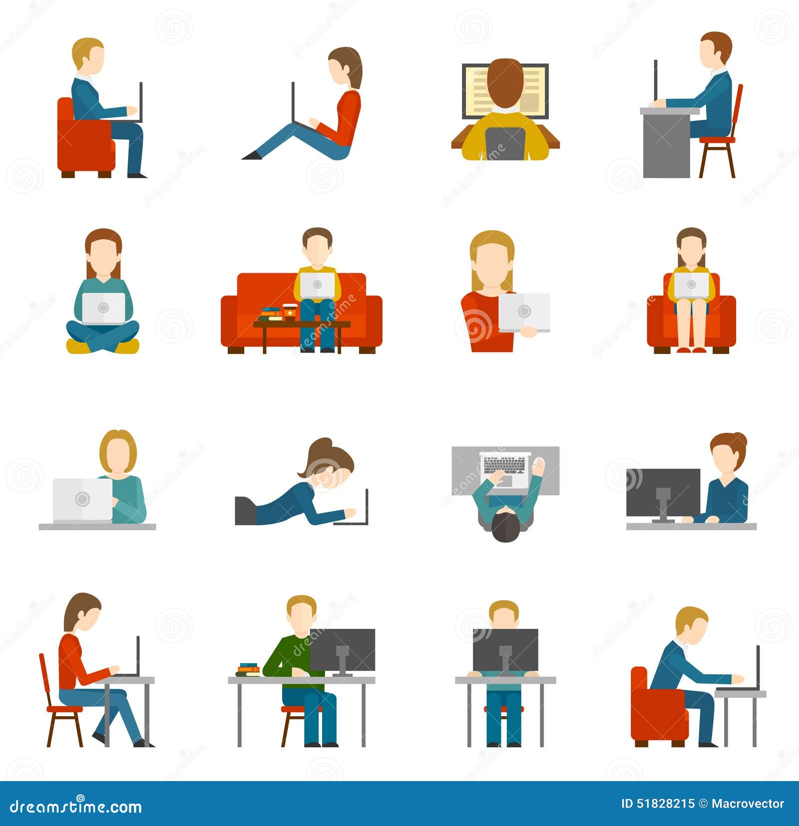 Computer die vlak werken vector illustratie. Illustration of geïsoleerd ...