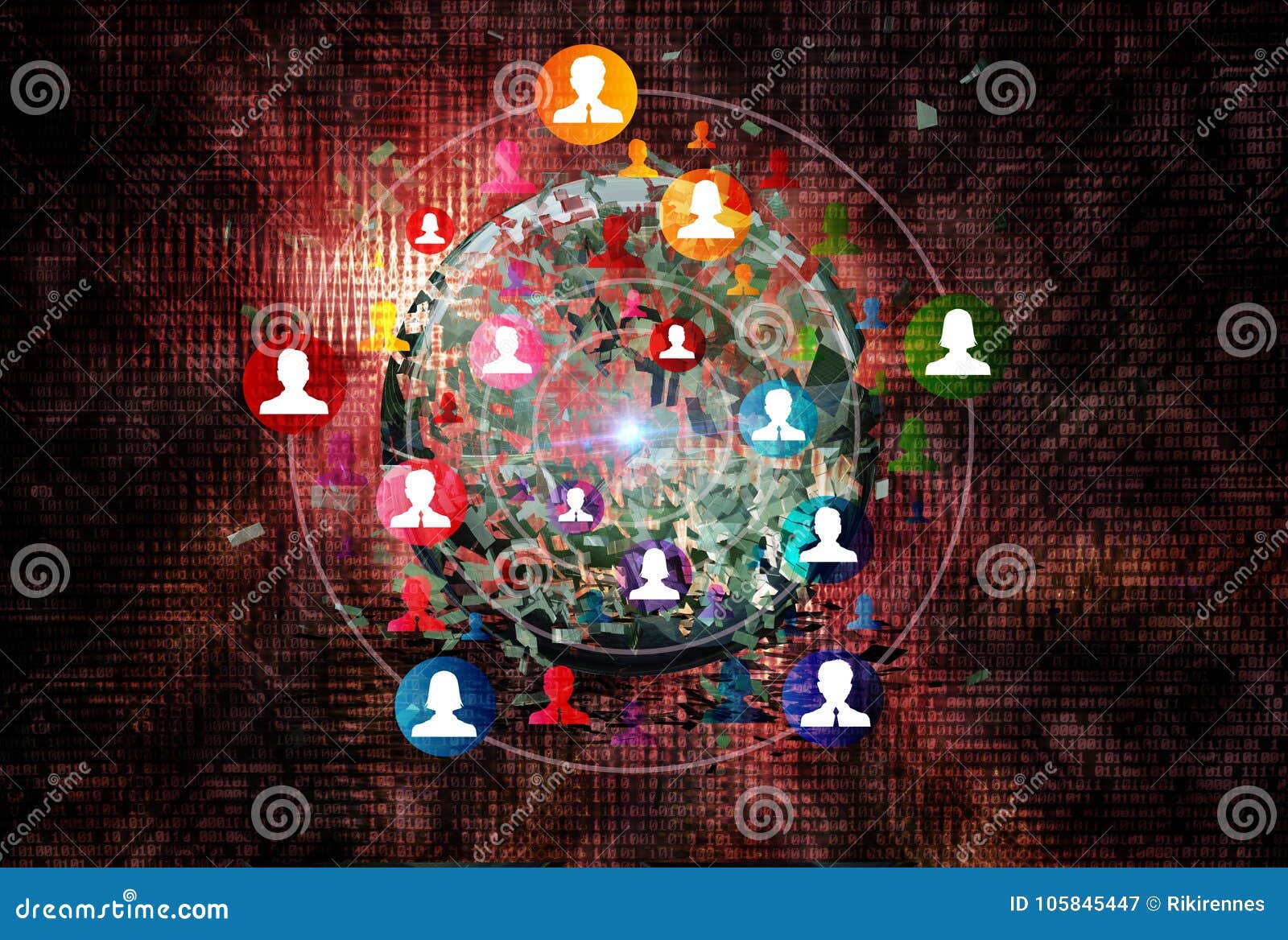 Binary Code with Explosion of a Sphere Stock Illustration ...