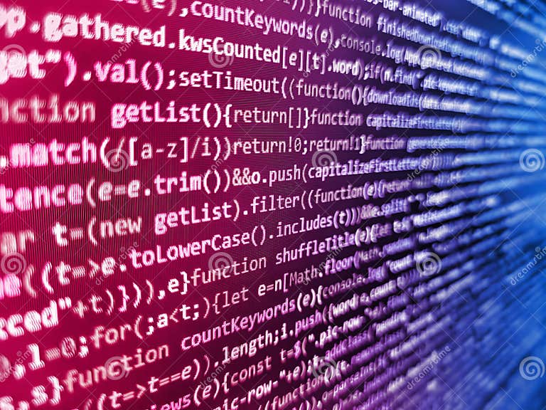 Computer Digital Background. Programming Text on Dark Screen. Code of ...