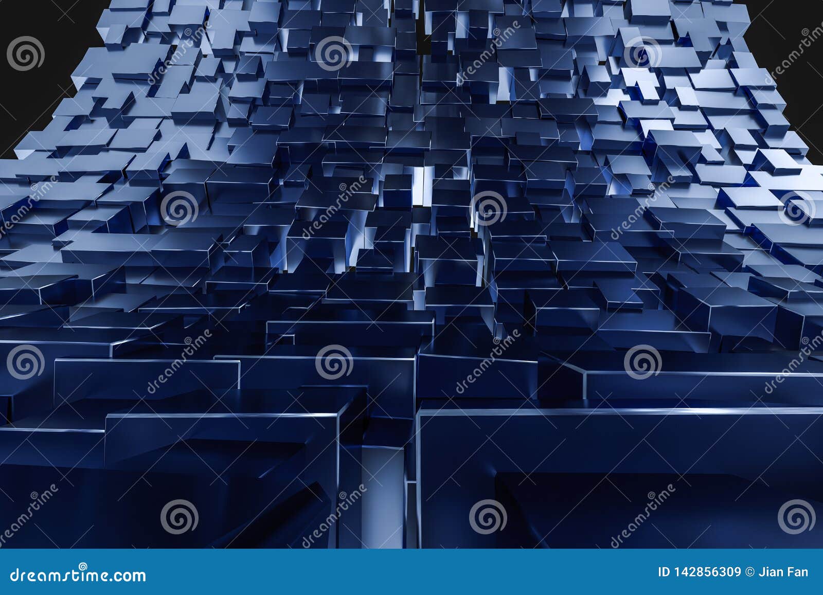 3d Rendering, Cube Bricks Abstract Background, Dark Background Stock ...