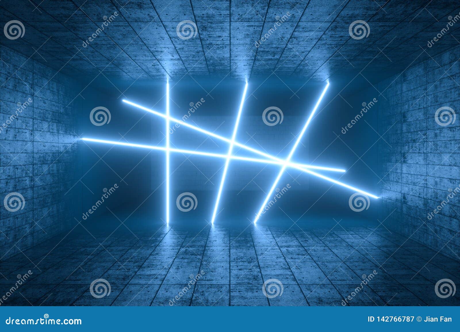 3d Rendering, Glowing Magic Lines in Anbanoned Room, Dark Background ...