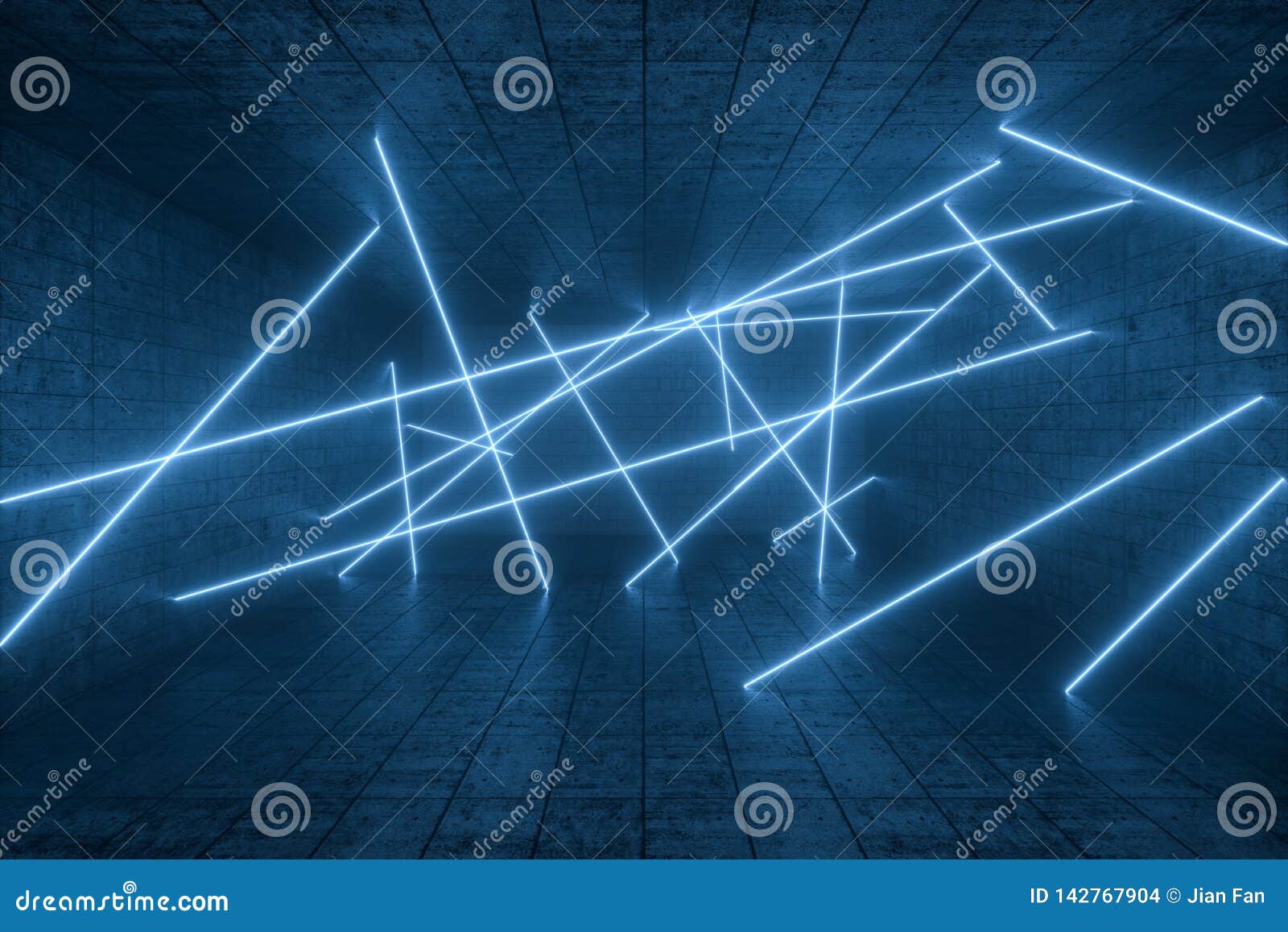 3d Rendering, Glowing Magic Lines in Anbanoned Room, Dark Background ...