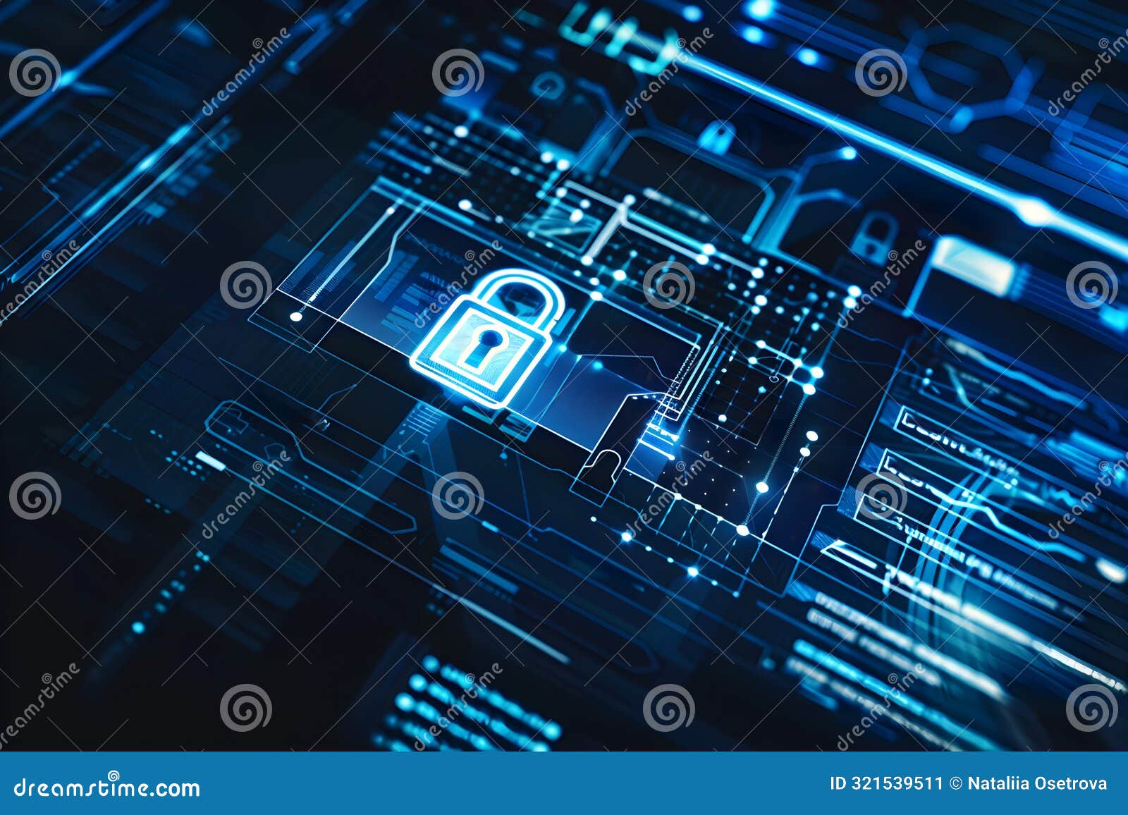 A Computer with a Digital Lock and a Data Network Symbolizing ...