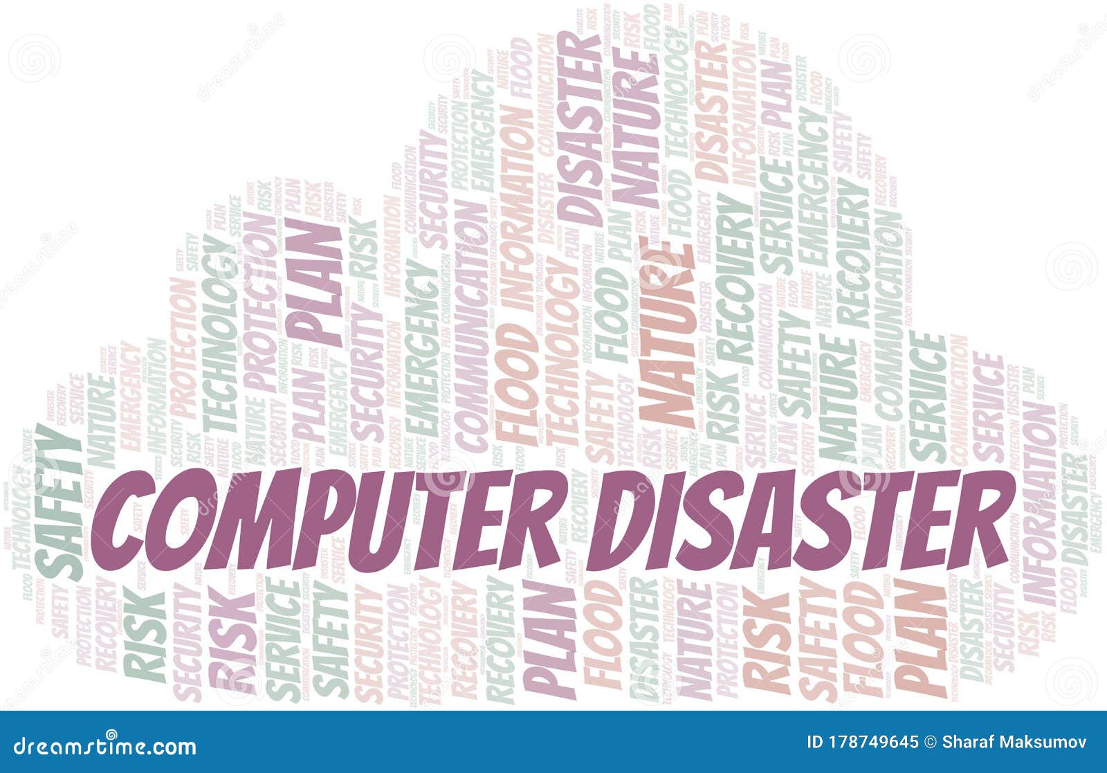 Computer Disaster Typography Vector Word Cloud Stock Illustration ...