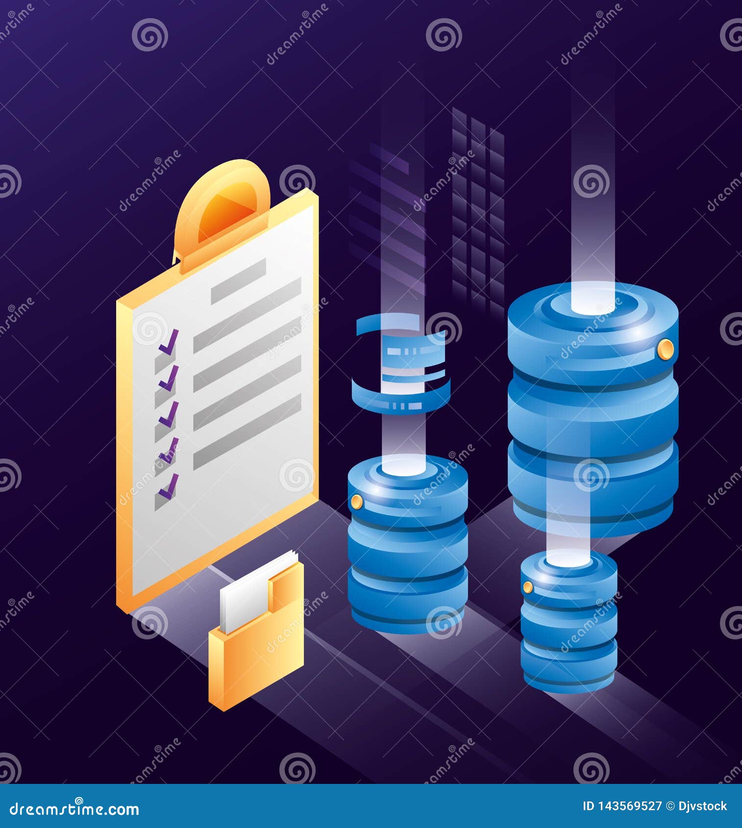 Computer Disks with Data Center Icons Stock Illustration - Illustration ...