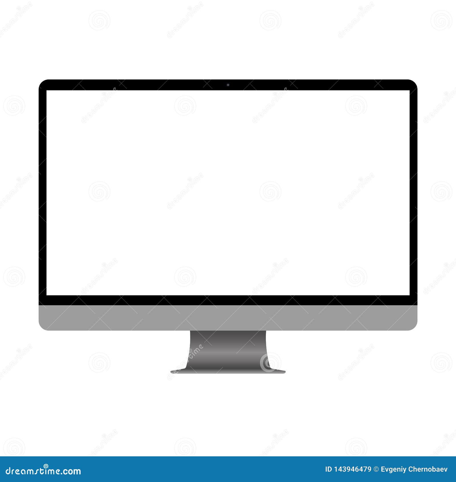 Computer Display with Blank Screen. Front View. Computer Screen ...