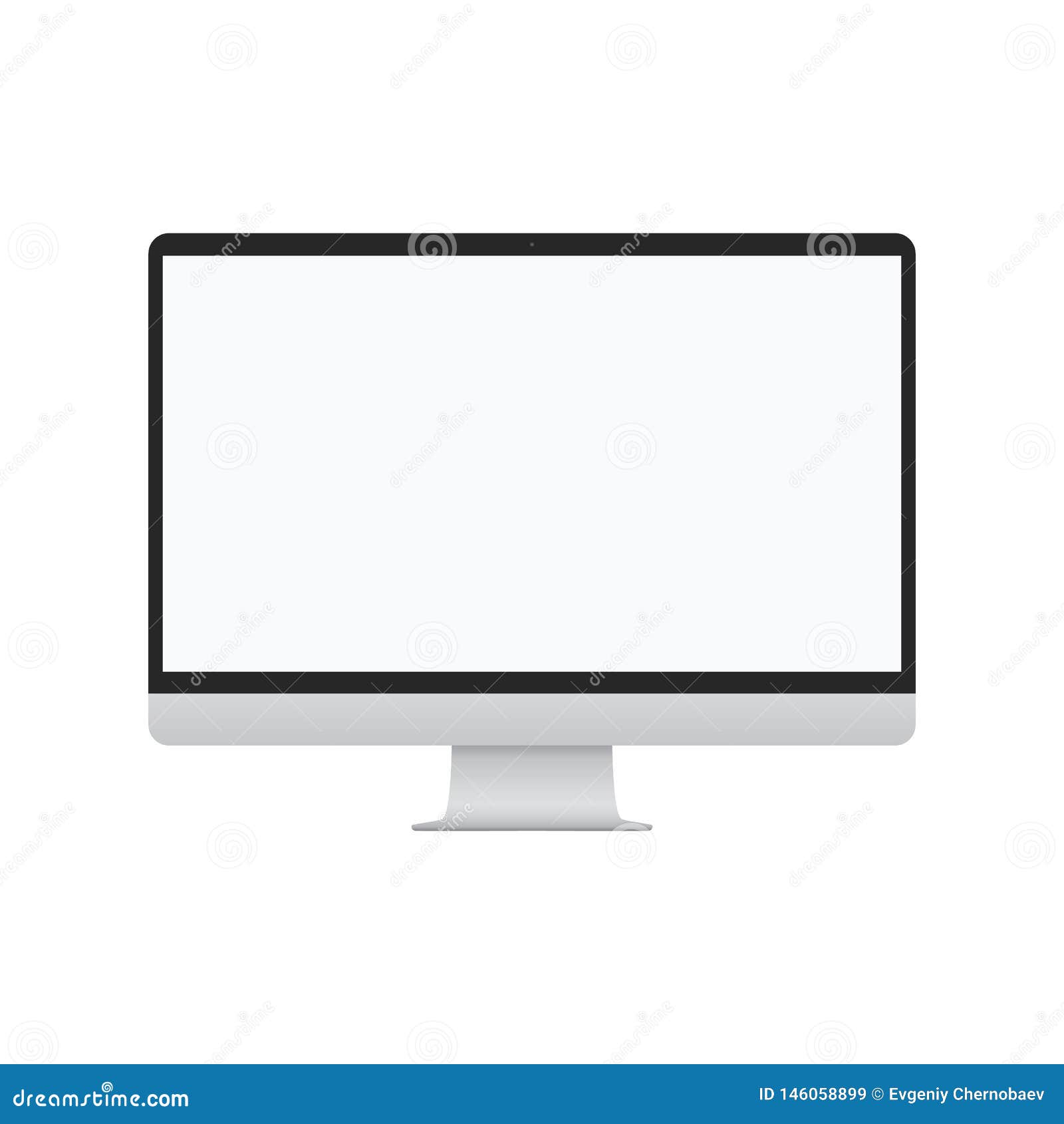 Computer Display with Blank Screen. Front View. Computer Screen ...