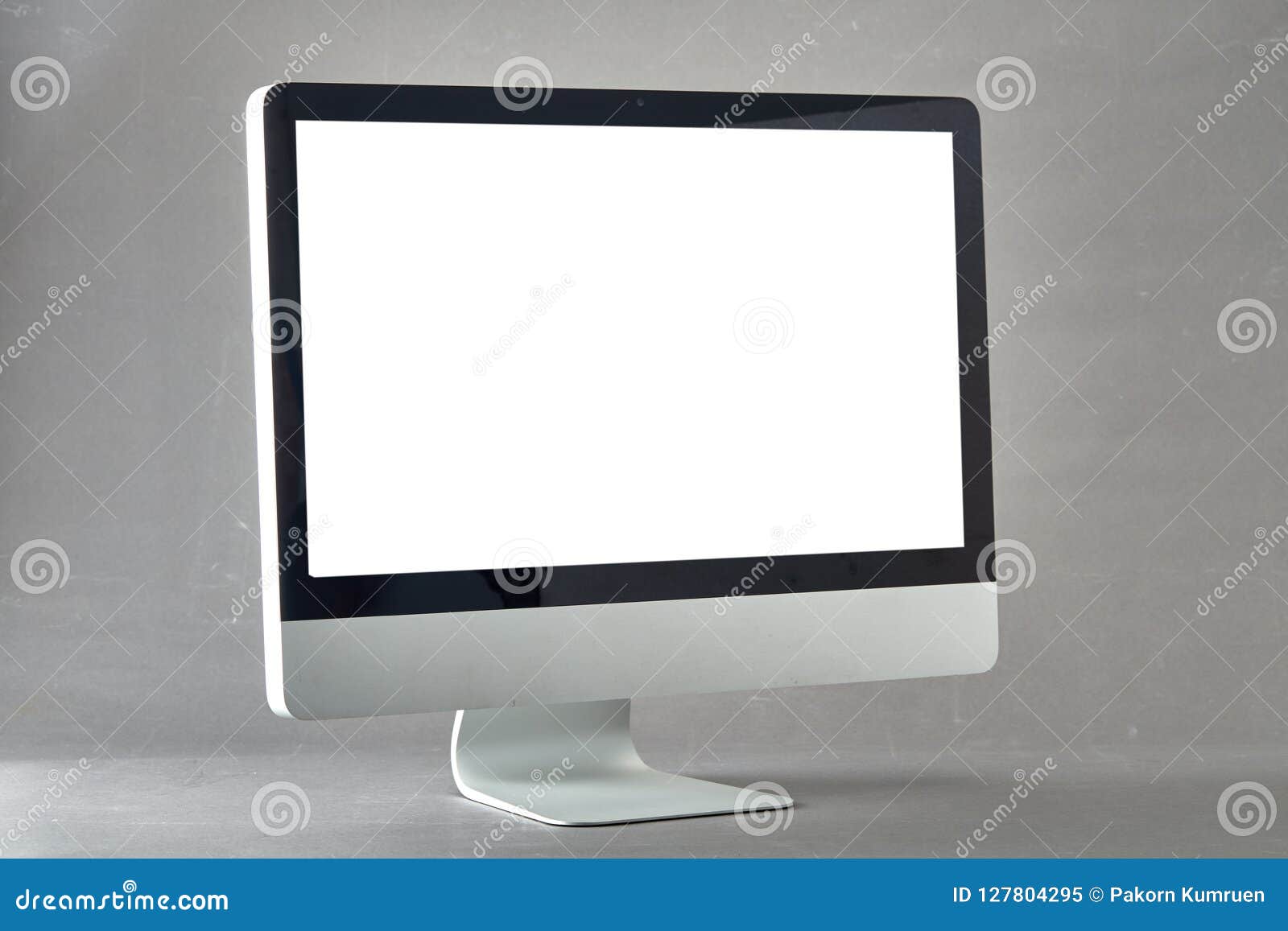 Computer Display with Blank White Screen Stock Image - Image of display ...