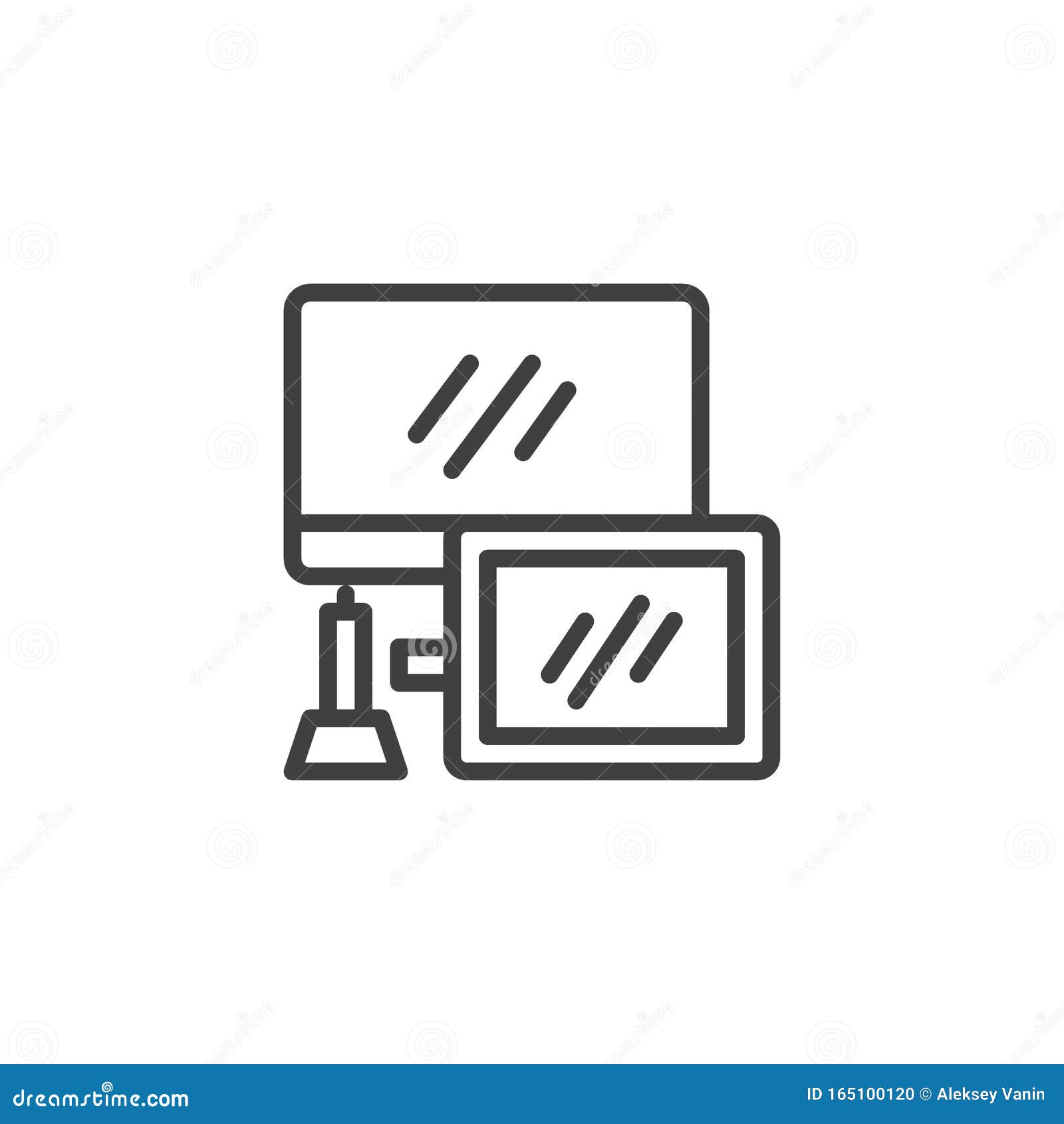 Computer Display and Graphic Tablet Line Icon Stock Vector ...