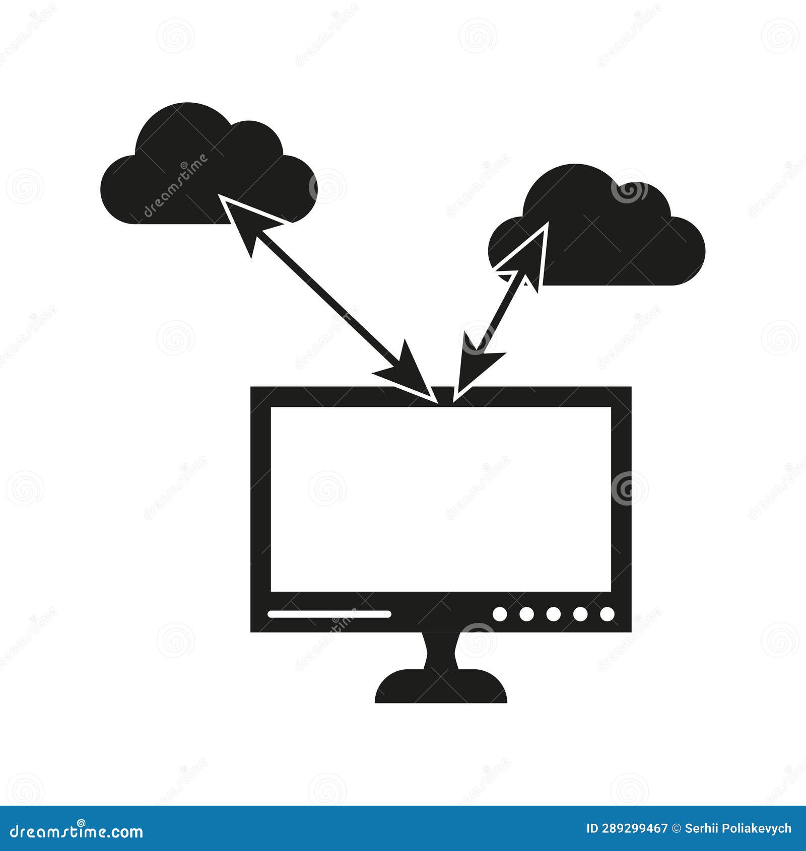 Computer Display Icon. Clouds Computer Monitor. Vector Illustration ...