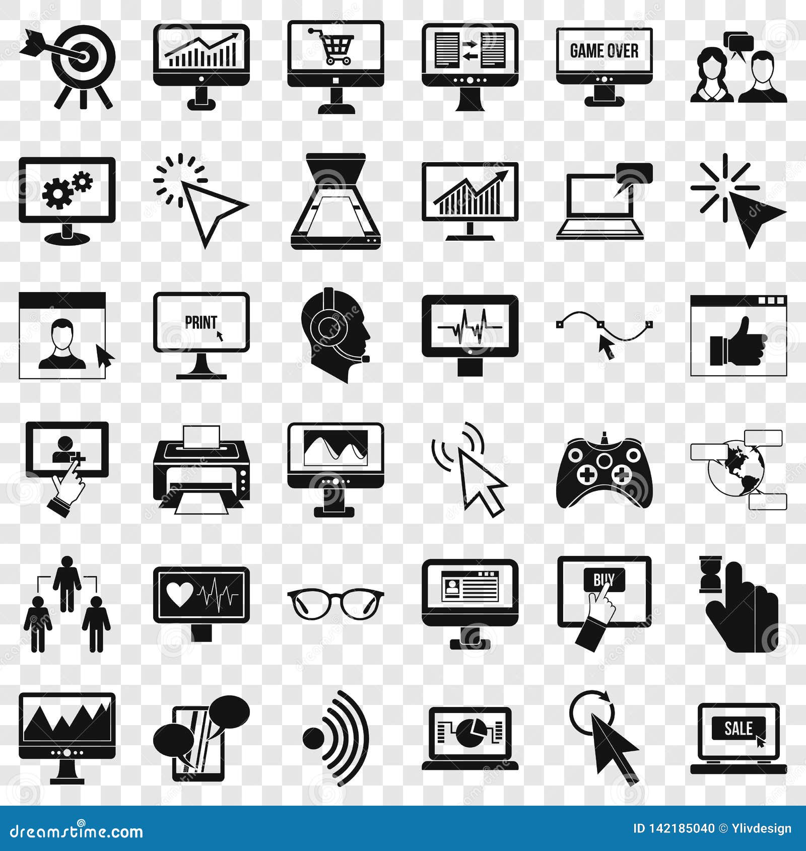 Computer Display Icons Set, Simple Style Stock Vector - Illustration of ...