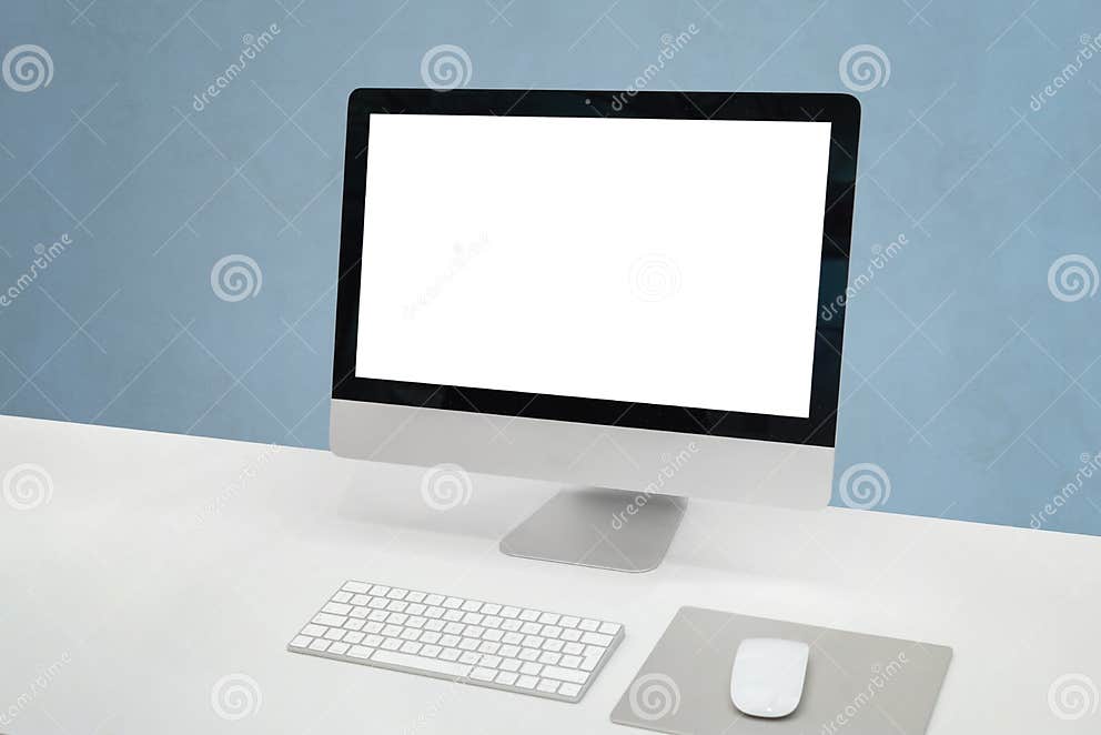Computer Display Mockup. Clean Office Desk with Computer Display, Mouse ...