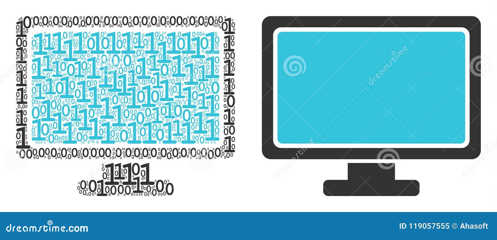 Computer Display Mosaic of Binary Digits Stock Vector - Illustration of combination, symbol ...