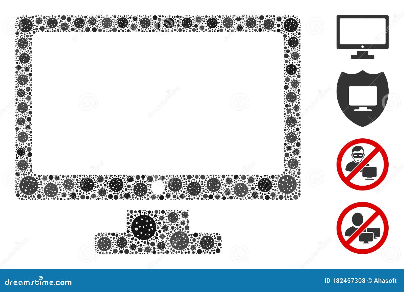 Computer Display Mosaic of Covid Virus Elements Stock Illustration ...