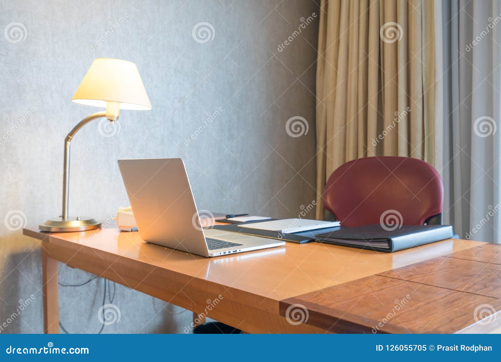 Computer Display and Office Tools on Desk in Home. Desktop Computer ...