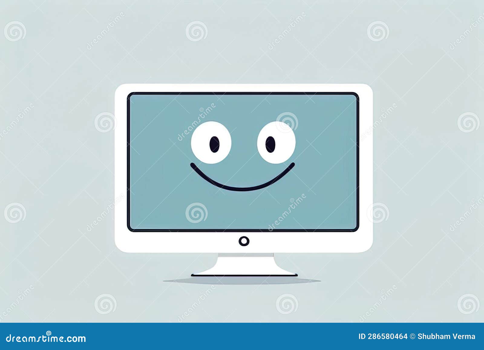 Computer Display with Smiley Face, Vector Illustration Stock ...