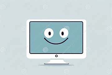Computer Display with Smiley Face, Vector Illustration Stock ...
