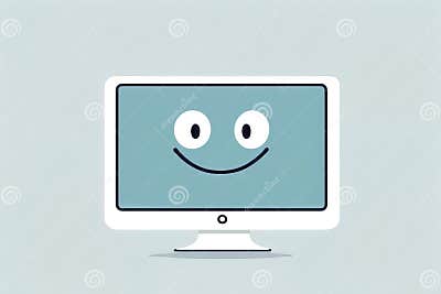 Computer Display with Smiley Face, Vector Illustration Stock ...