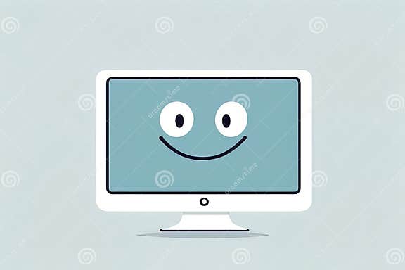 Computer Display with Smiley Face, Vector Illustration Stock ...