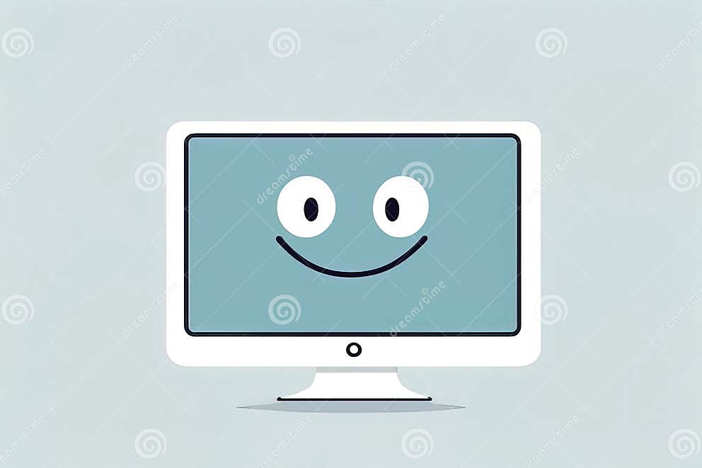 Computer Display with Smiley Face, Vector Illustration Stock ...