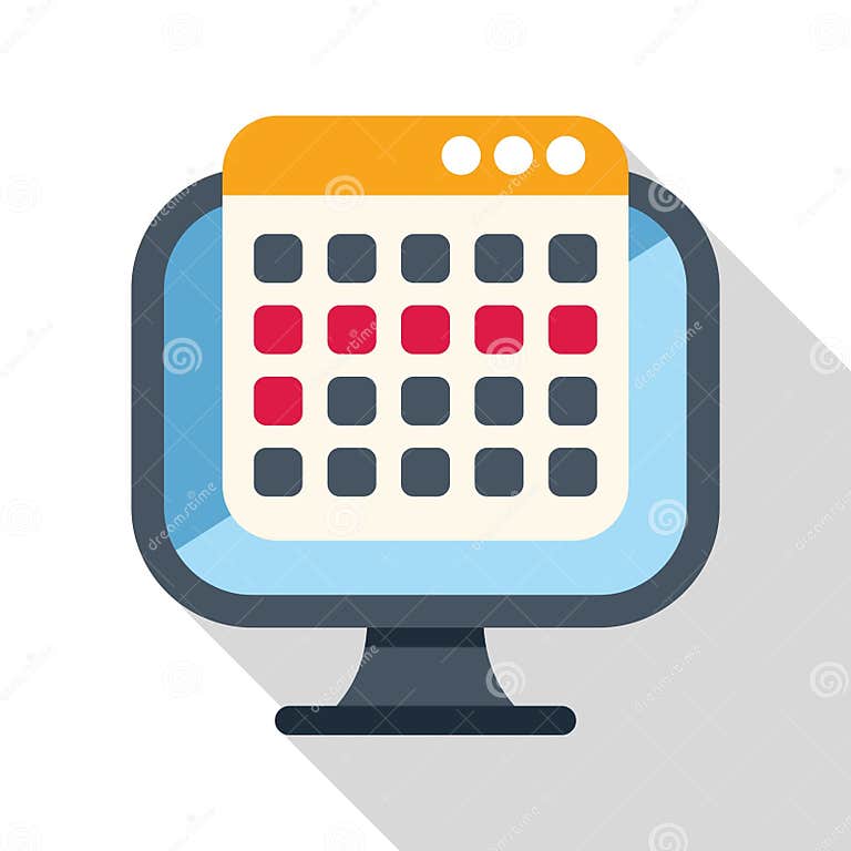 Computer Displaying Calendar with Marked Dates for Planning and ...