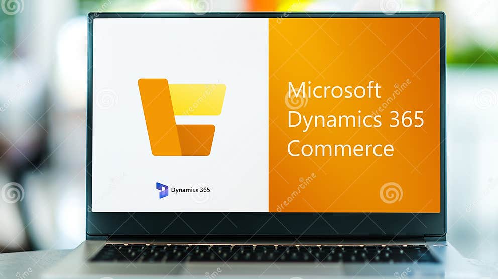 Computer Displaying Logo of Microsoft Dynamics 365 Commerce Editorial Photography - Image of ...