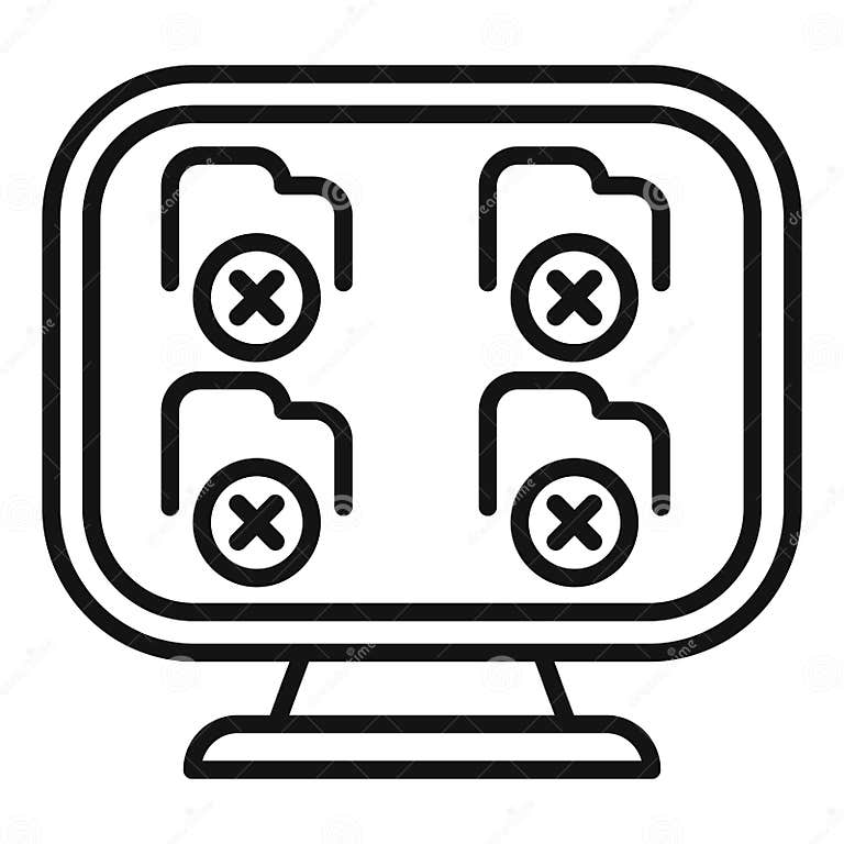 Computer Displaying Multiple Folders with Errors on Screen Stock Vector - Illustration of glitch ...