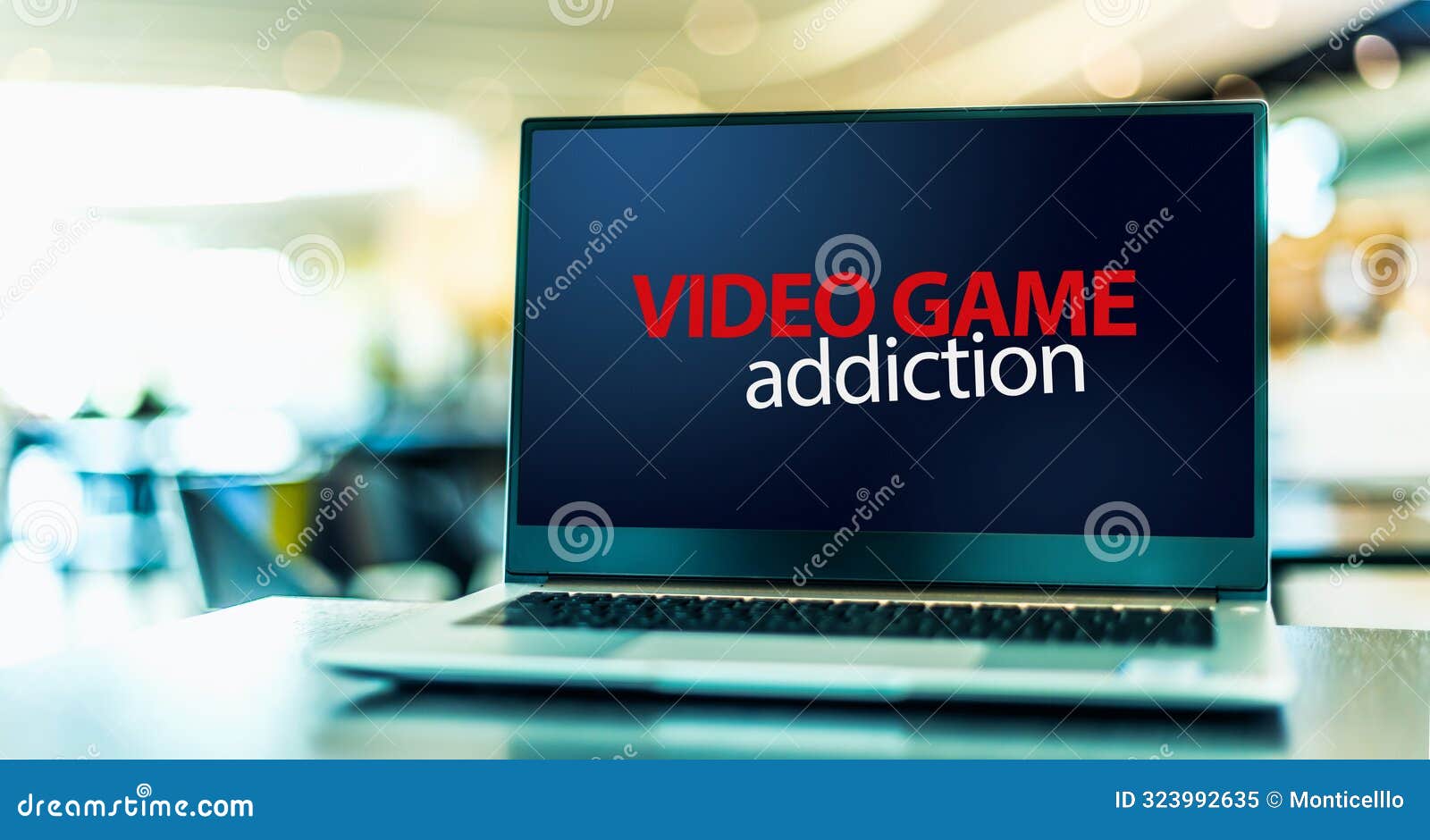 Computer Displaying the Sign of Video Game Addiction Stock Image ...