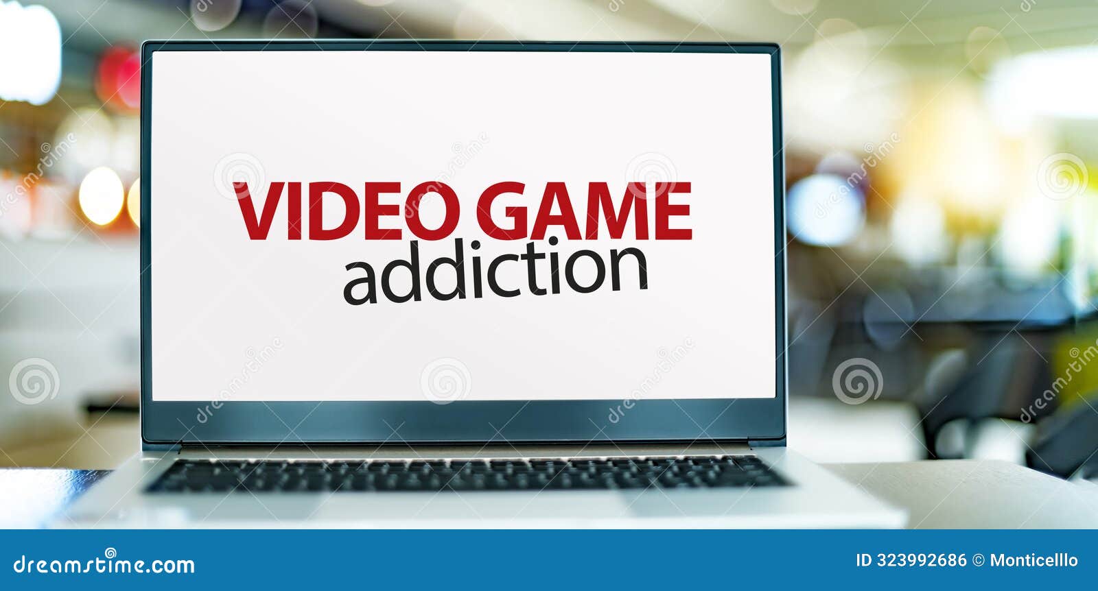 Computer Displaying the Sign of Video Game Addiction Stock Photo ...