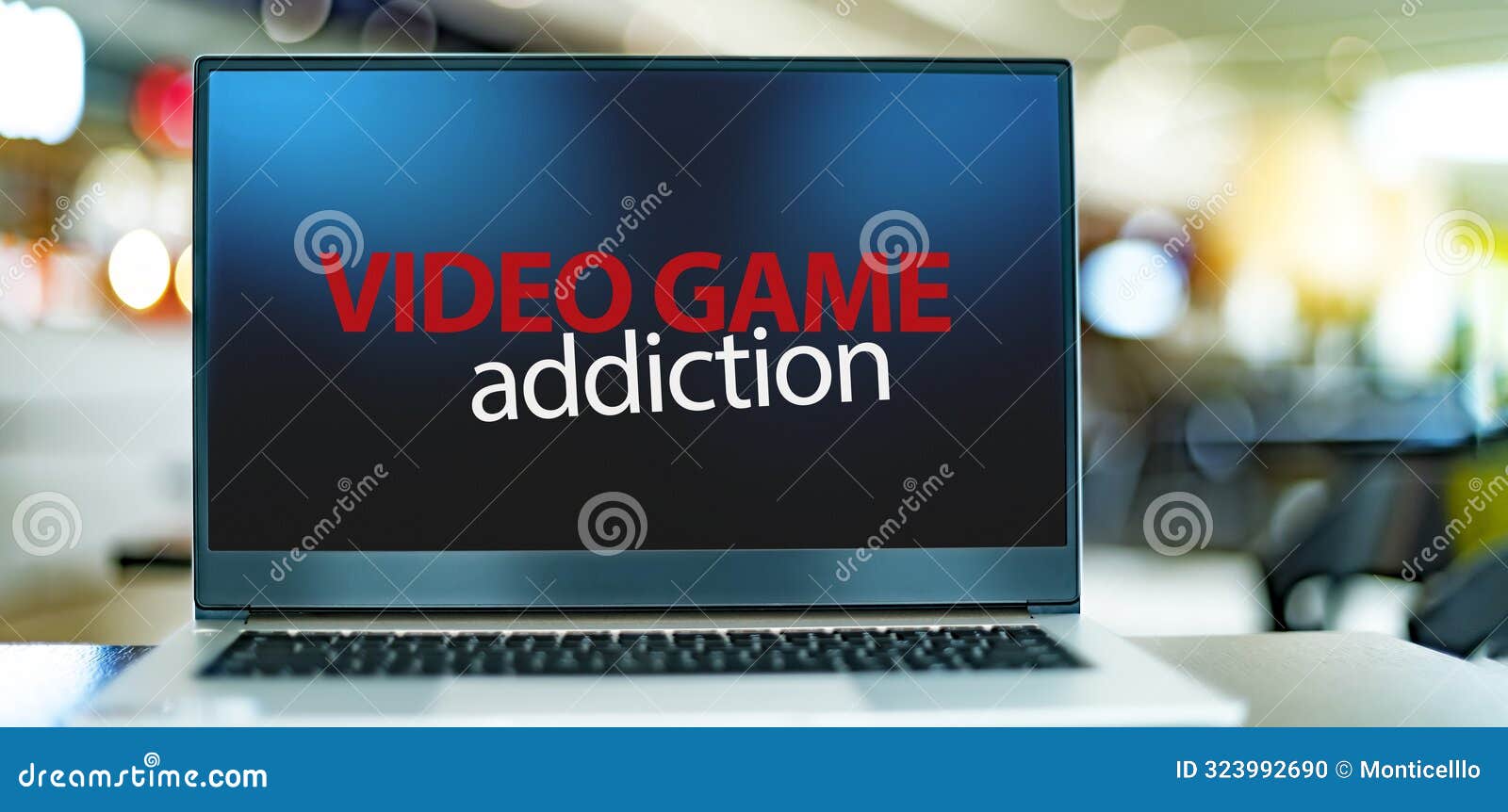 Computer Displaying the Sign of Video Game Addiction Stock Photo ...