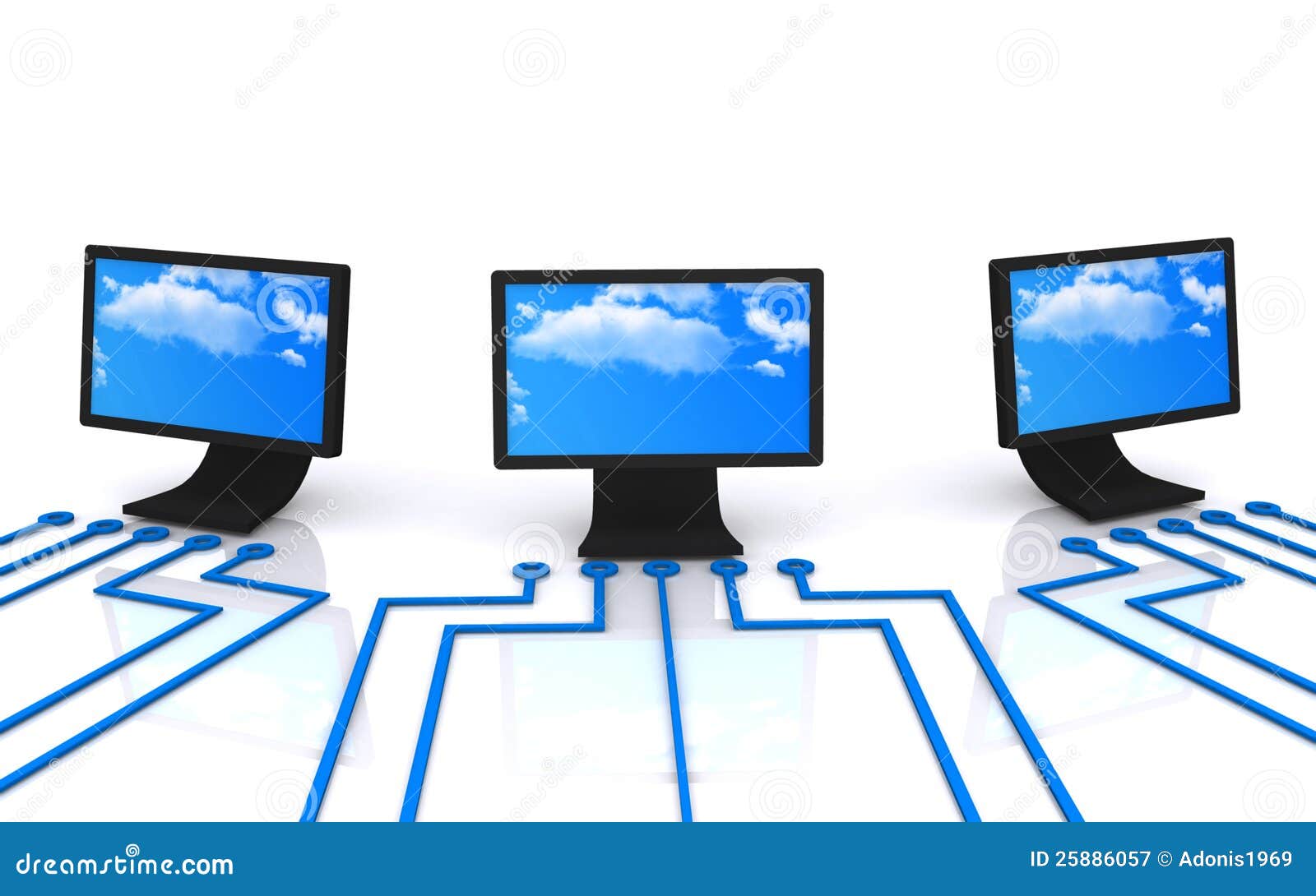 Computer displays stock illustration. Illustration of networks - 25886057