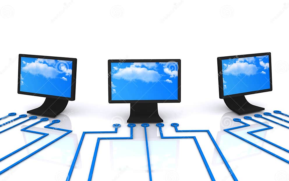 Computer displays stock illustration. Illustration of networks - 25886057