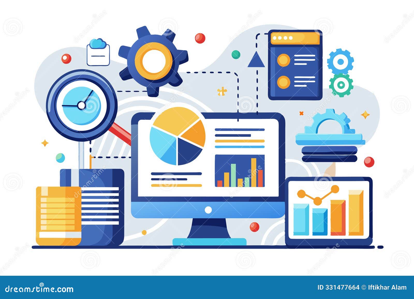 A Computer Displays Statistical Reports and Database Analysis ...