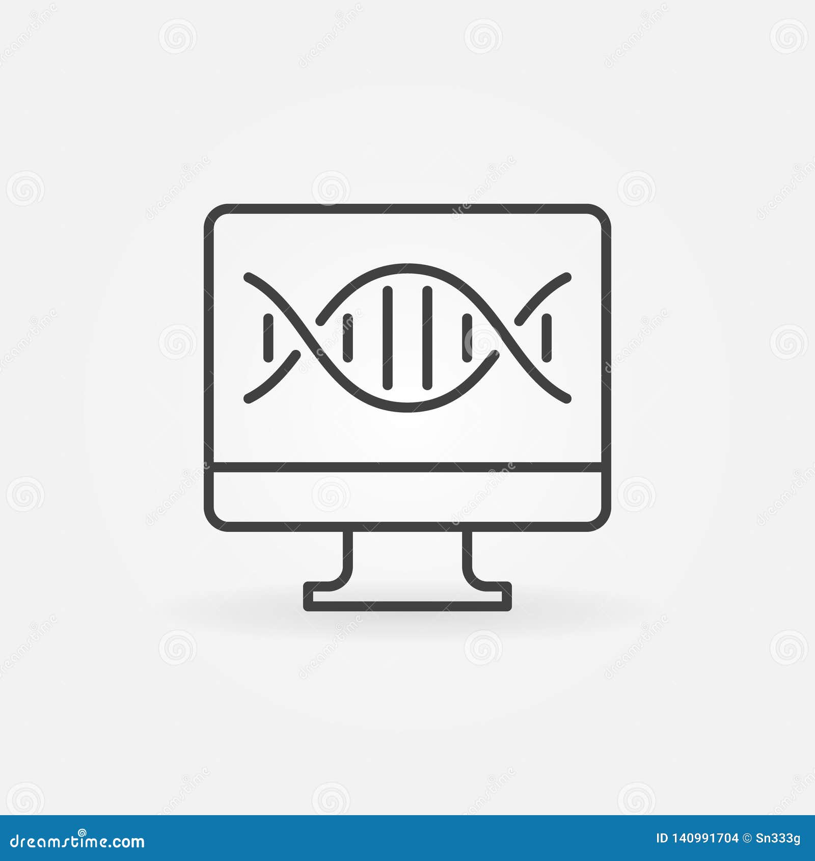 Computer with DNA Outline Vector Icon. PC with DNA Sign Stock Vector ...