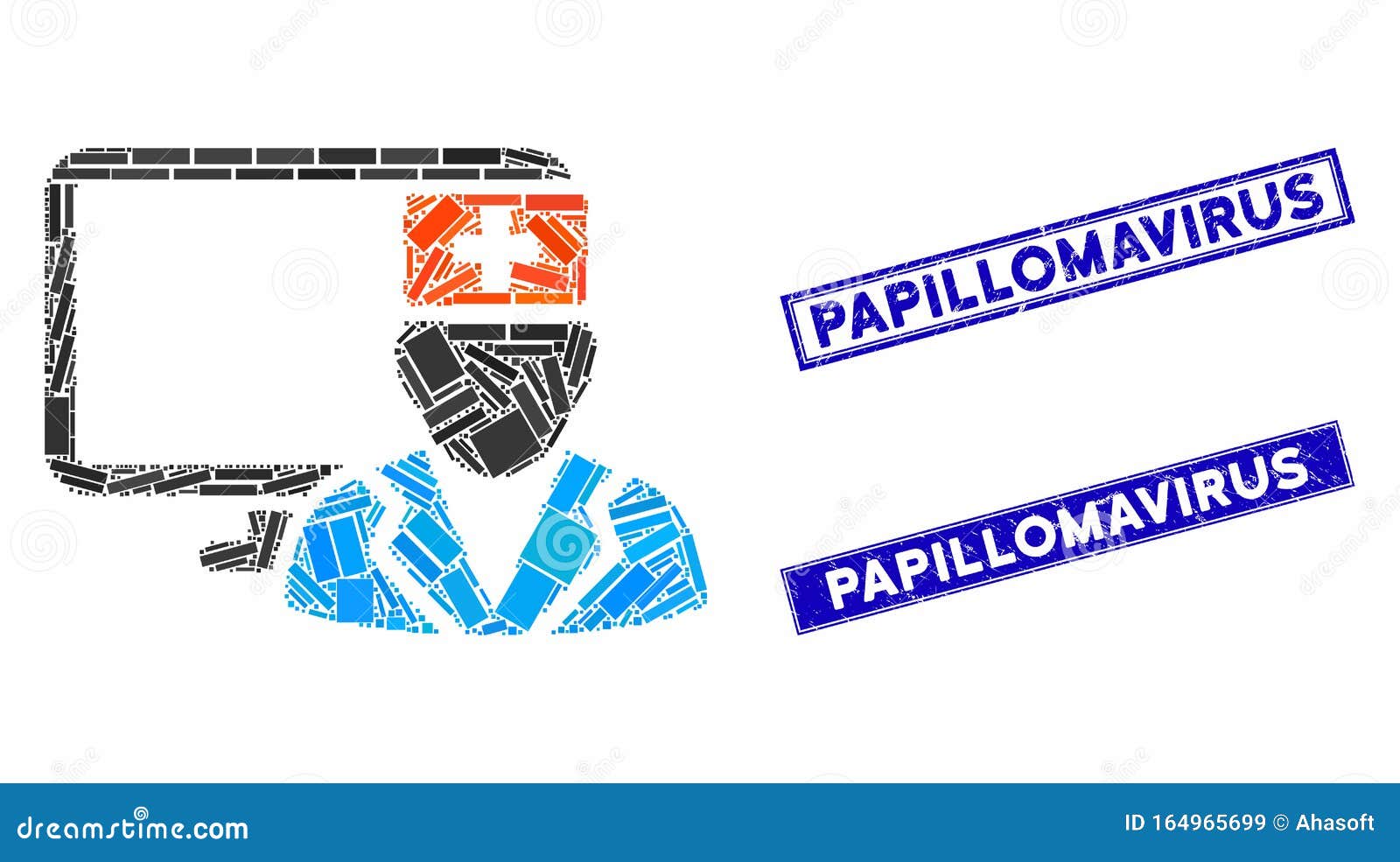 Computer Doctor Mosaic and Grunge Rectangle Stamps Stock Illustration ...