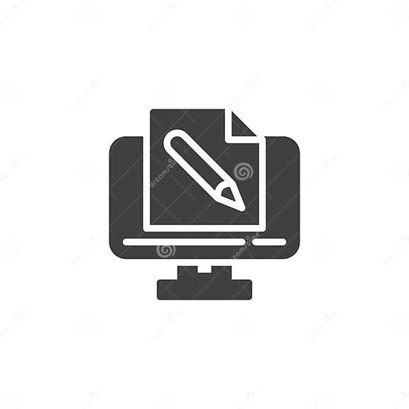 Computer Document Edit Vector Icon Stock Vector - Illustration of ...