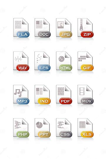 Computer document icon set stock vector. Illustration of symbol - 13550153