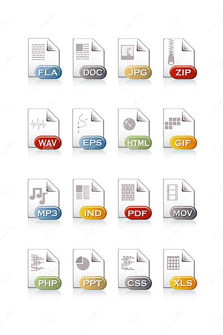 Computer document icon set stock vector. Illustration of symbol - 13550153
