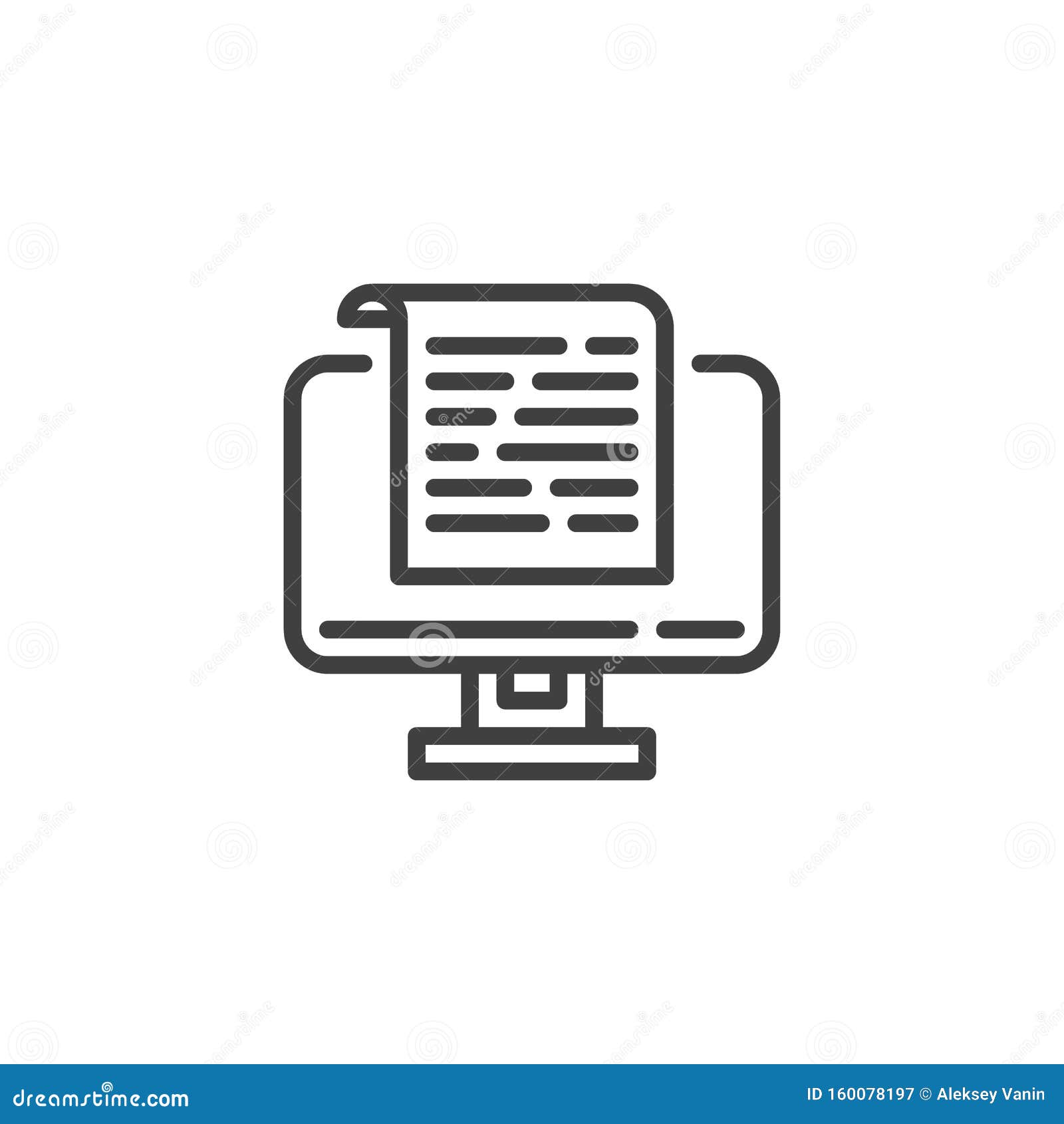 Computer Document Line Icon Stock Vector - Illustration of editable ...