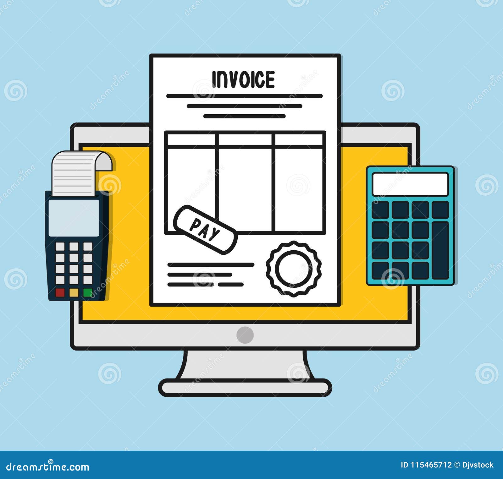 Computer Document Paper Invoice Payment Icon. Vector Graphic Stock ...