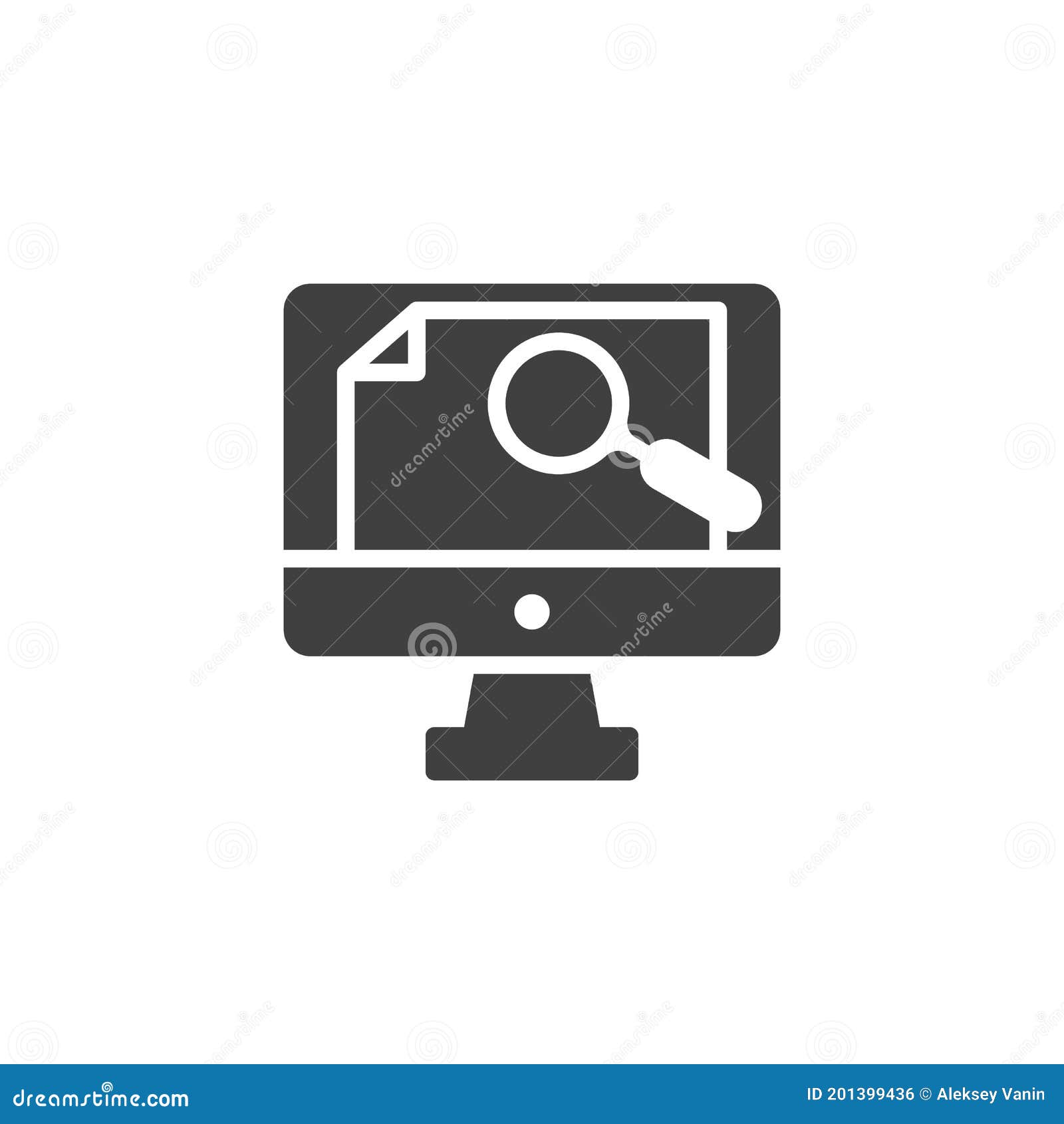 Computer Document Search Vector Icon Stock Vector - Illustration of ...