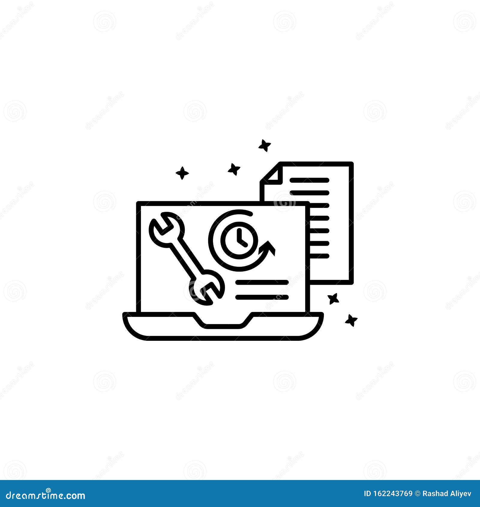 Computer Document Time Icon. Simple Line, Outline Vector of Project ...