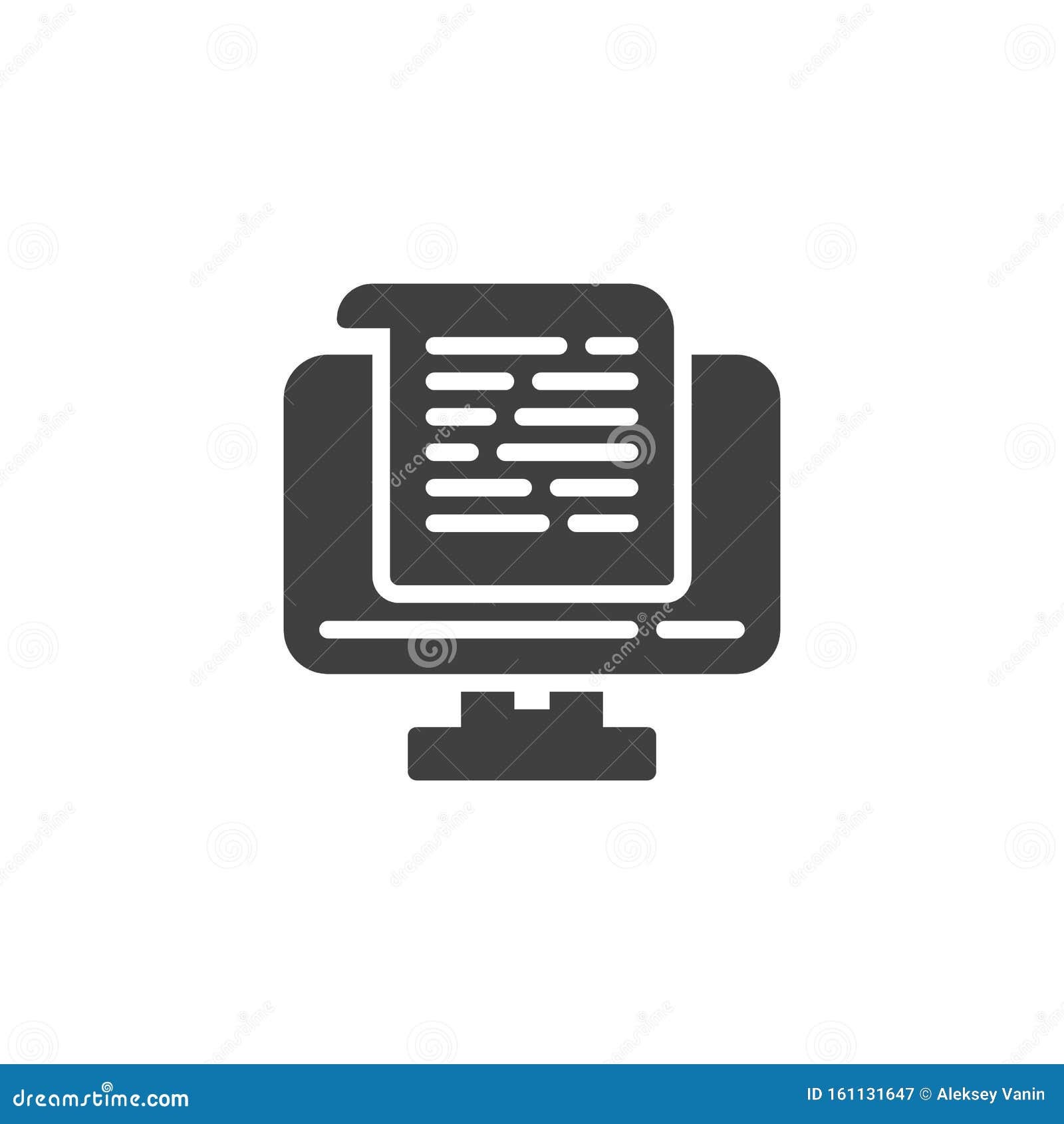 Computer Document Vector Icon Stock Vector - Illustration of elearning ...