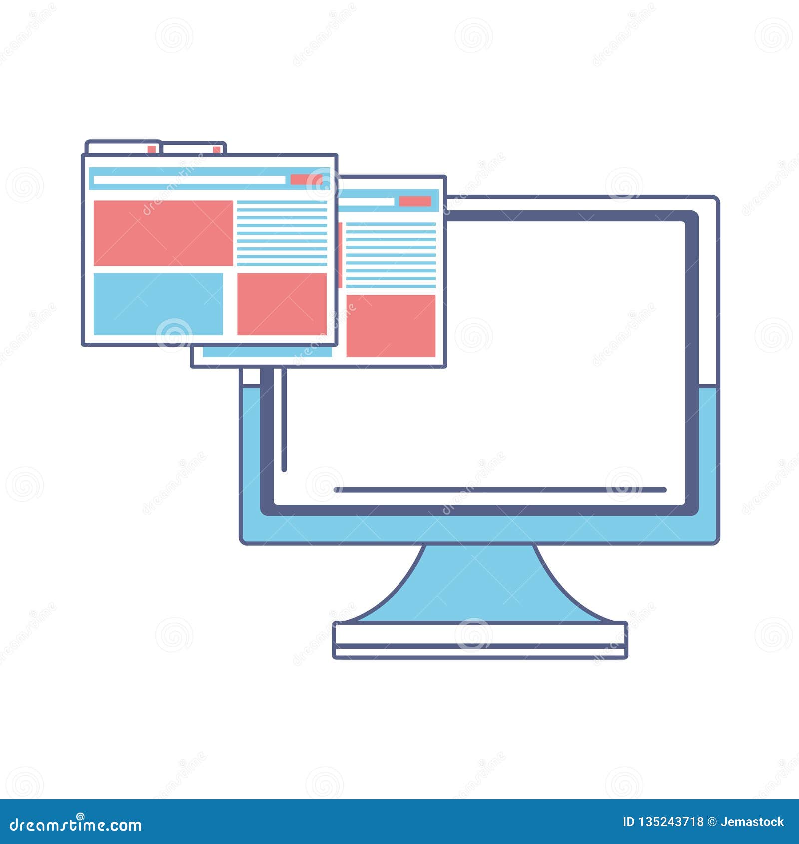 Computer and documents stock vector. Illustration of check - 135243718